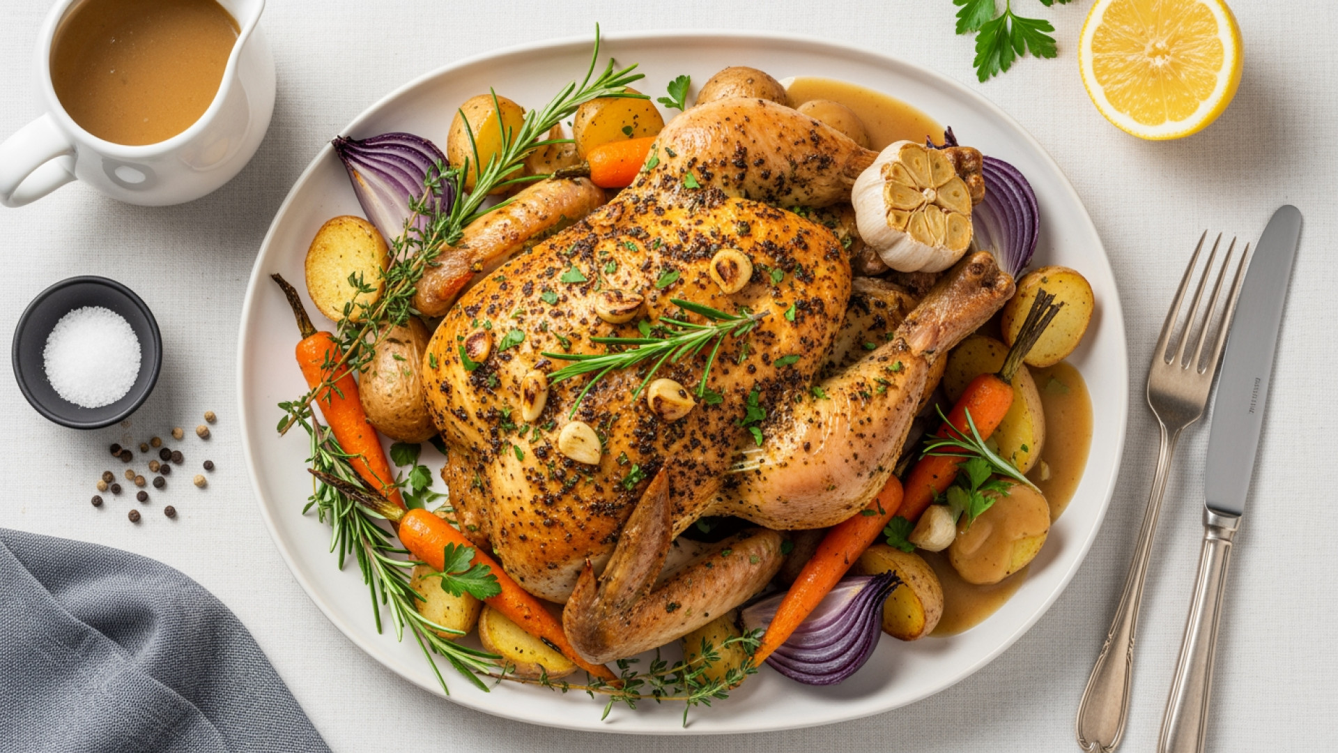 Herb-Crusted Family Roast Chicken Recipe | JustCook